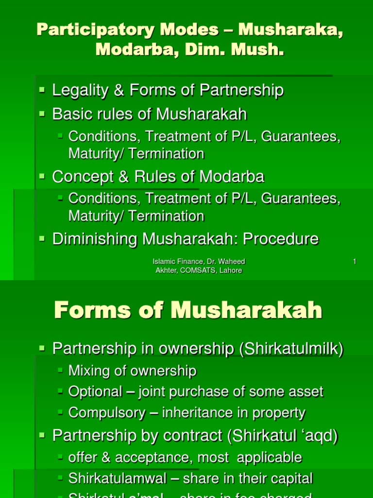 CH 12 - Musharaka - Modarba | PDF | Partnership | Islamic Banking And ...