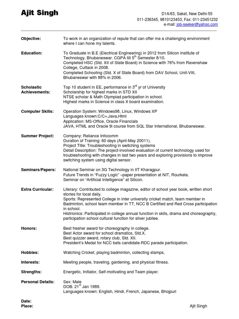 Sample CV | PDF | Computing | Computing And Information Technology