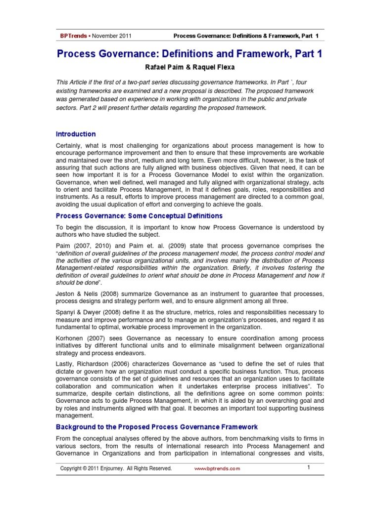 11 01 2011 ART Process Governance Def & Framework Paim Flexa Reviewed ...