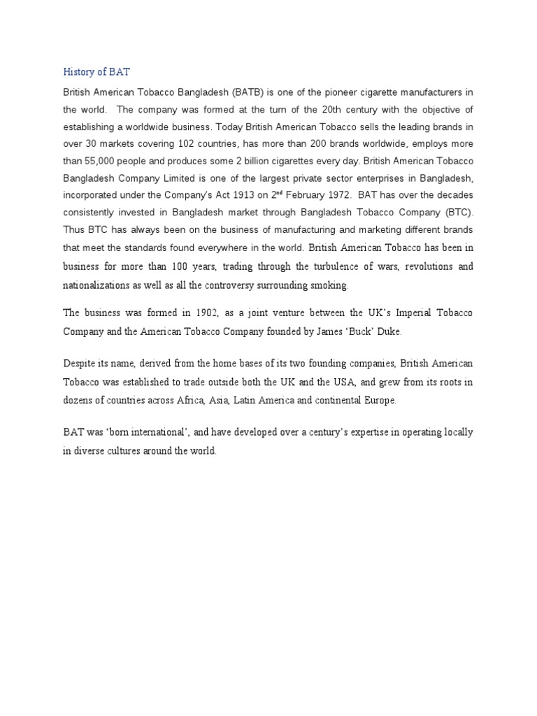 Financial Analysis On British American Tobacco Bangladesh (BAT) | PDF ...