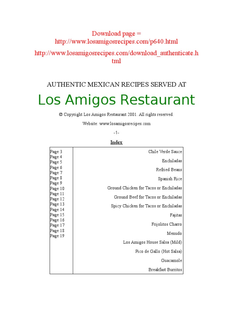 Los Amigos Restaurant RECIPES | PDF | Burrito | Chili Con Carne