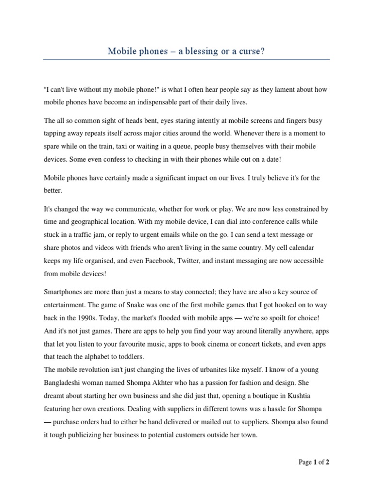 Mobile Phones - A Blessing or A Curse | PDF | Mobile Phones | Telephone