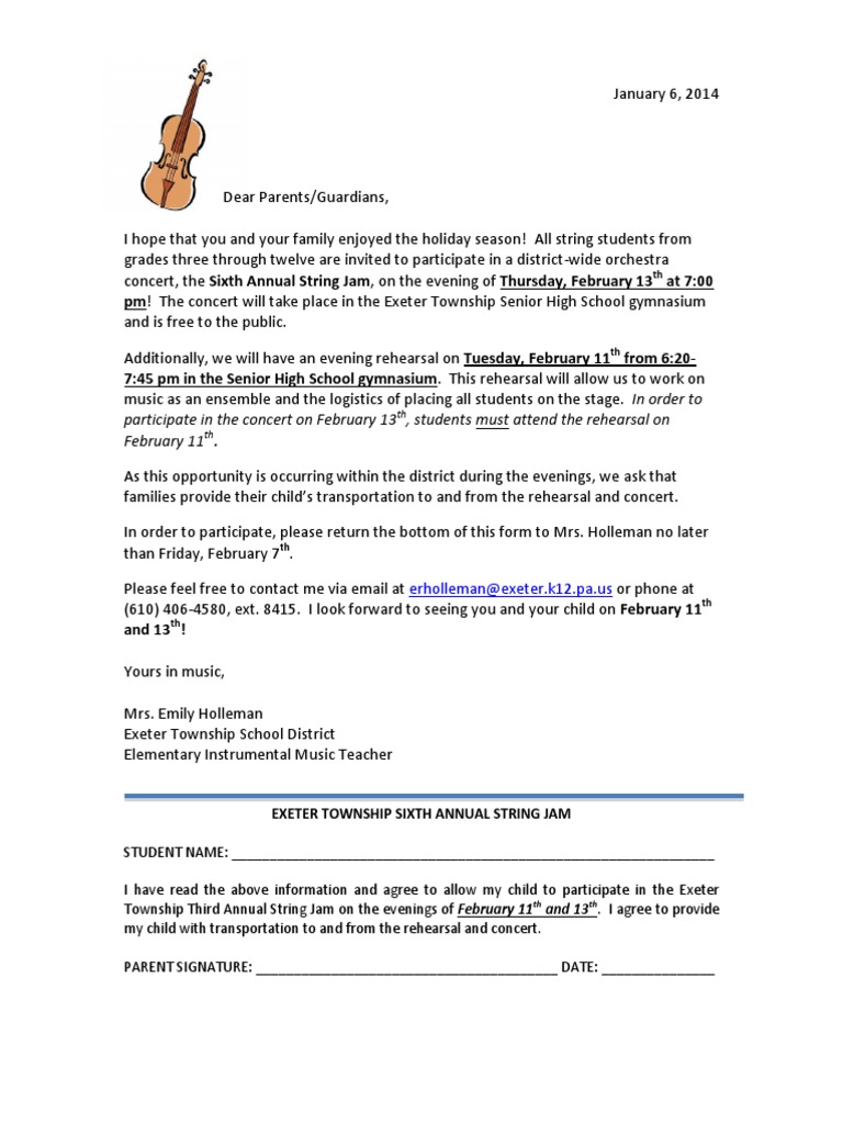 String Jam Permission Slip | PDF | Art