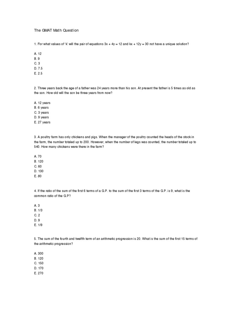 GMAT Math Bank - Quant | PDF
