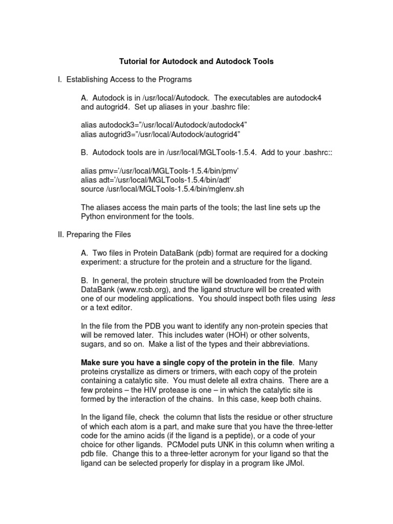 Autodock Tools Tutorial for Protein-Ligand Docking | PDF | Protein Data ...