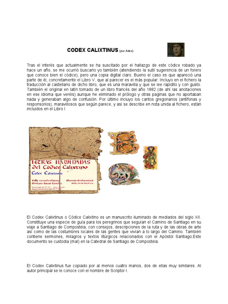 Codex Calixtinus, Por Adso PDF | PDF | Manuscrito | Libros