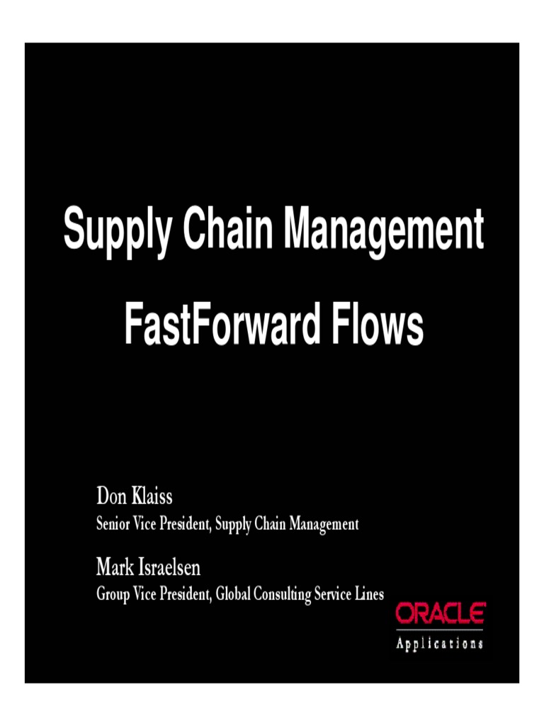 Supply Chain Management Fastforward Flows: Don Klaiss Mark Israelsen ...