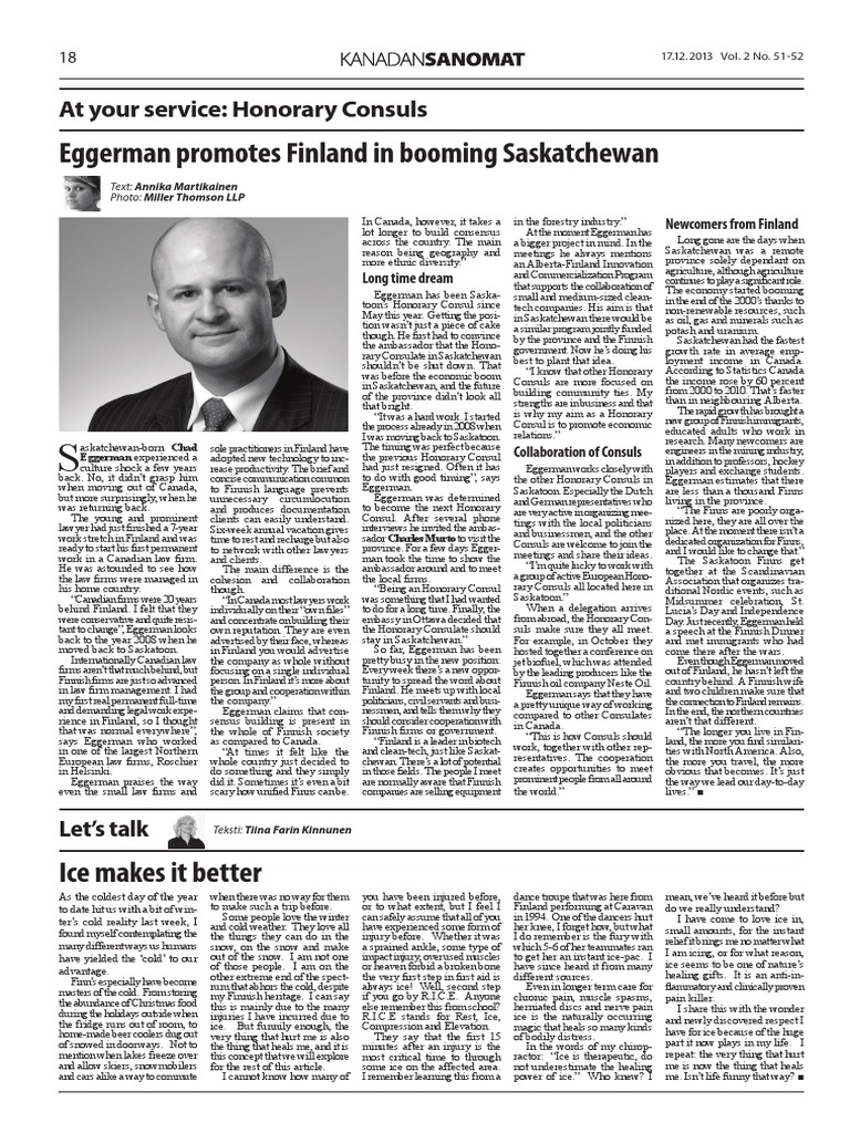 Chad Eggerman: Promoting Finland in Saskatchewan | PDF | Finland | Canada