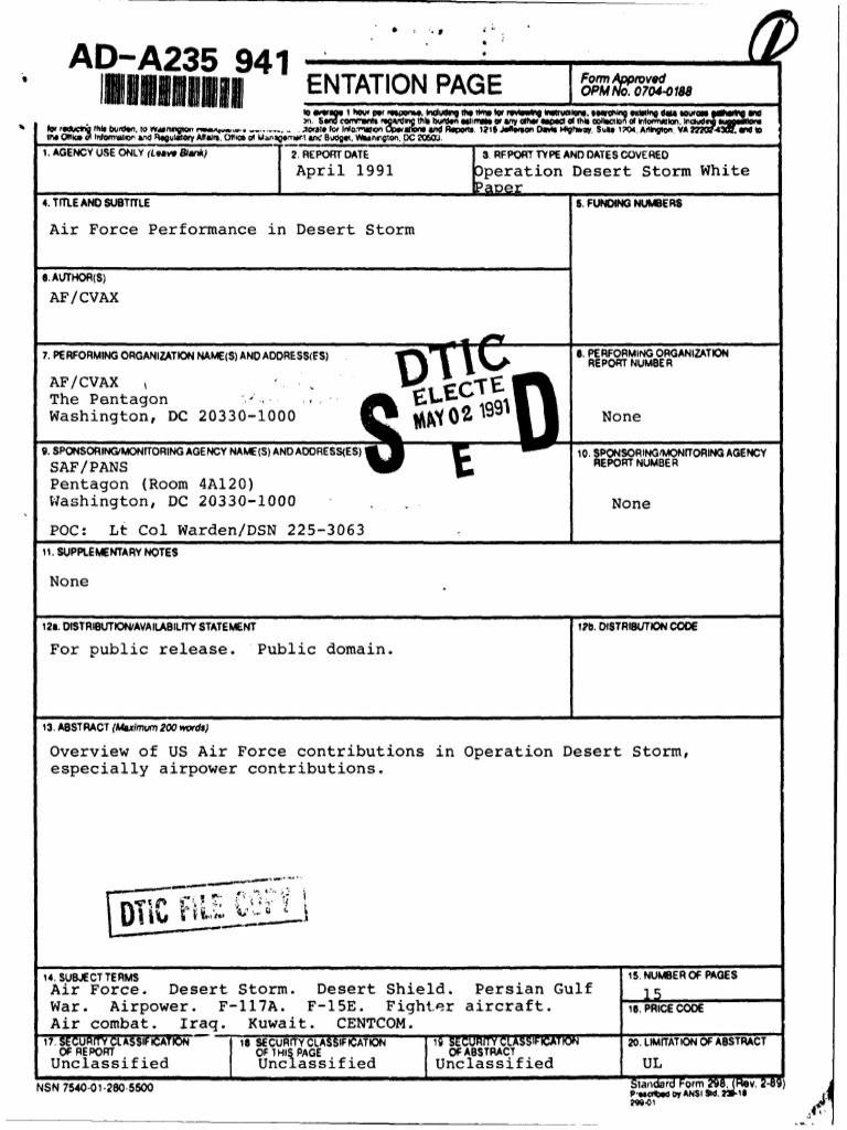 Air Force Success in Desert Storm | PDF | United States Air Force ...