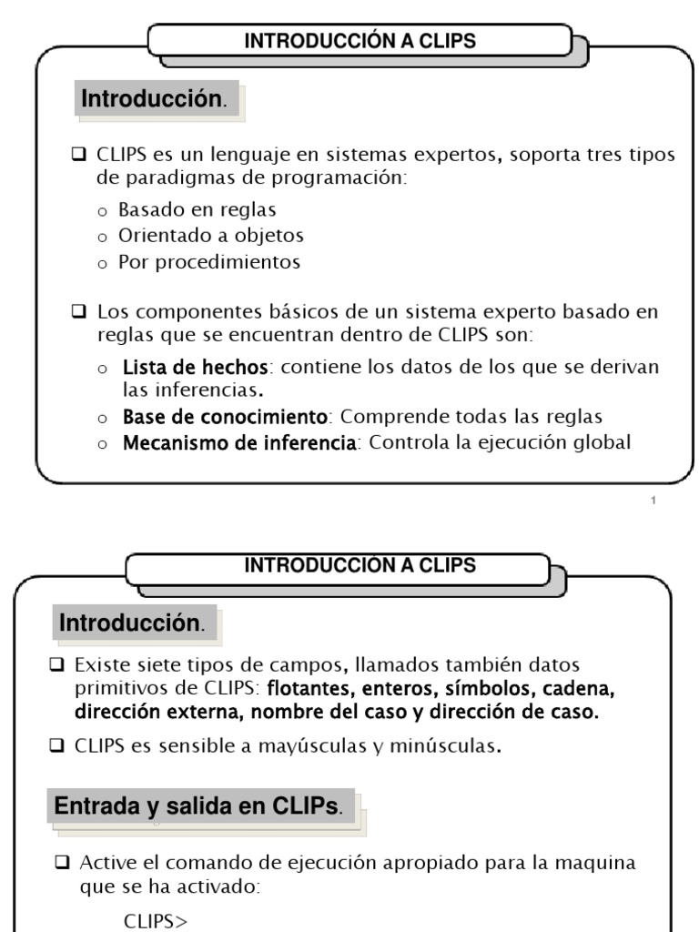 Introduccion A CLIPS | PDF | Lenguaje de programación | Sintaxis