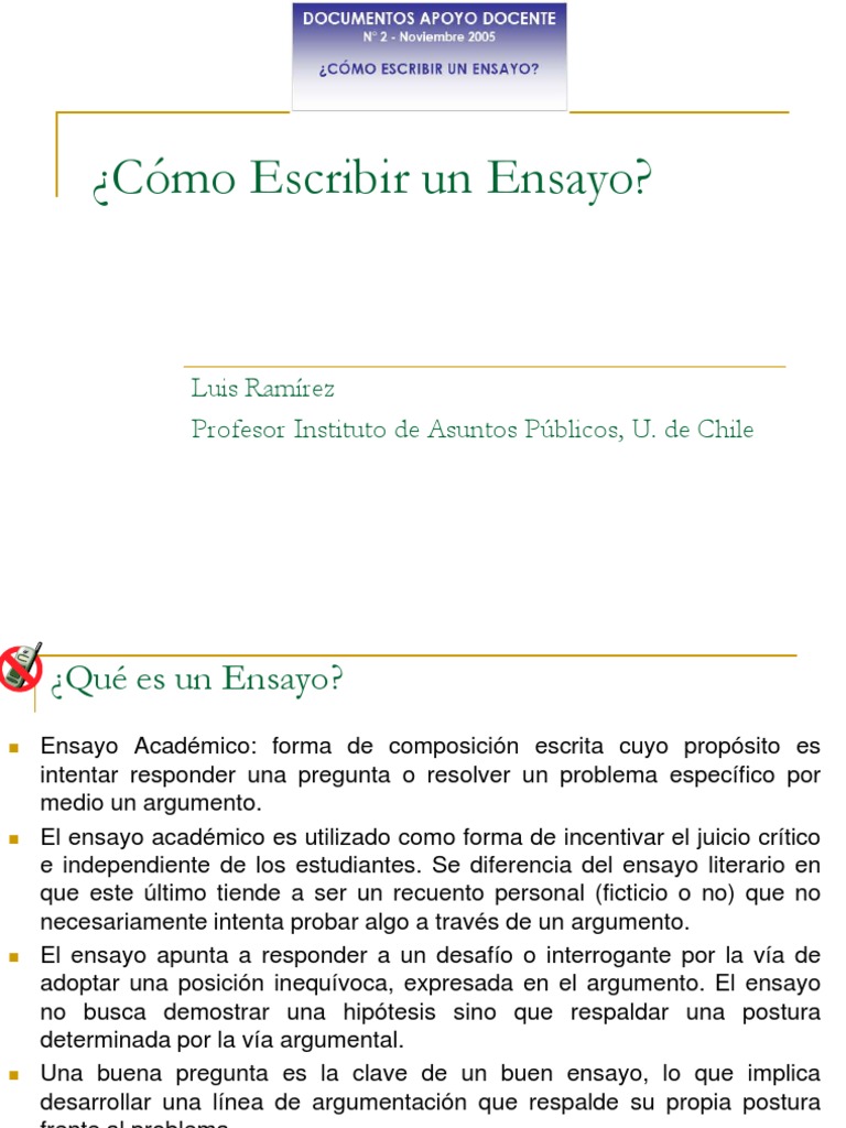 Como Redactar Un Ensayo Academico | PDF | Ensayos | Teoría de la ...