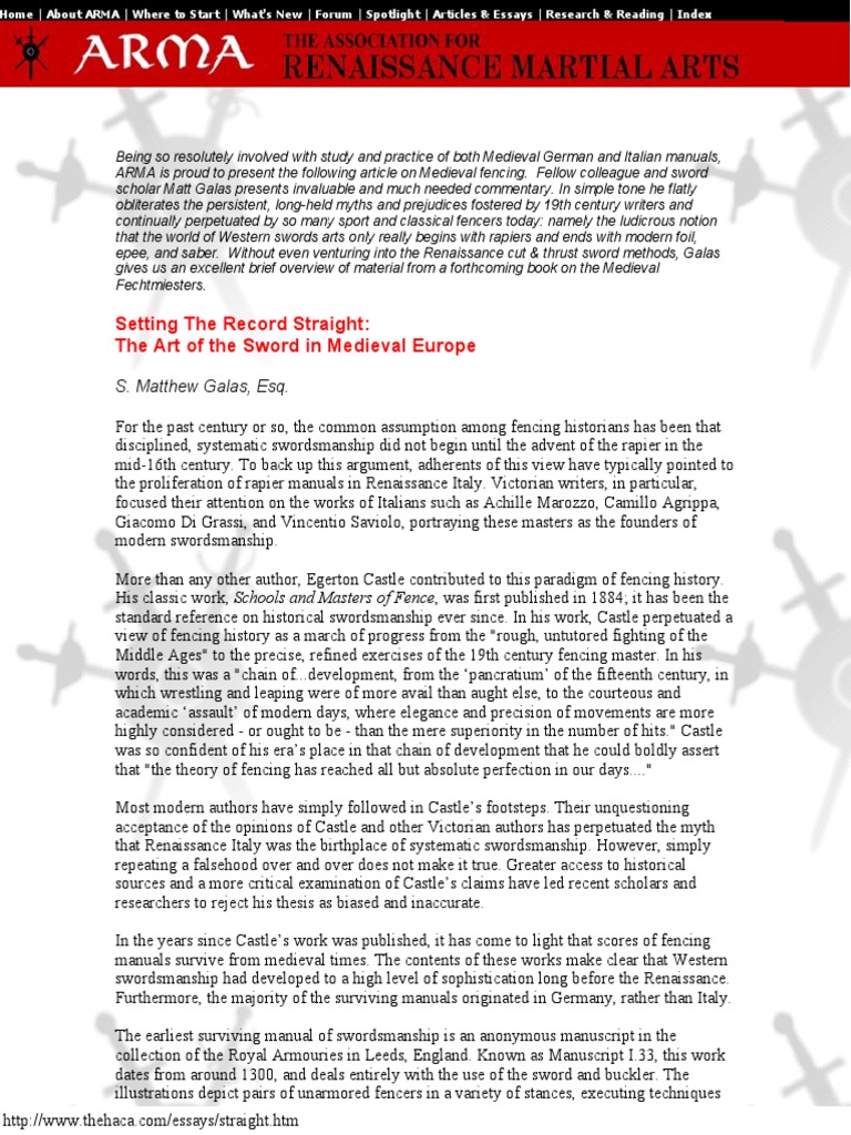 Matt Galas - The Art of The Sword in Medieval Europe | PDF ...