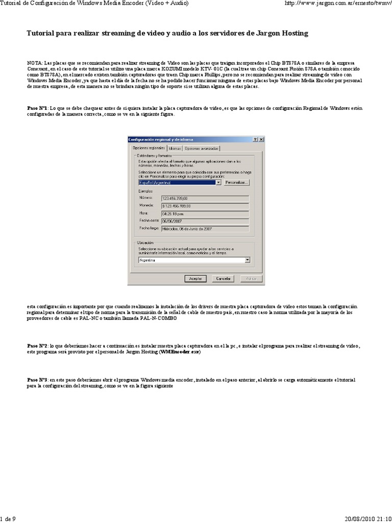 Tutorial de Configuracion de Streaming de Video Windows Media Encoder | PDF | Streaming Media ...