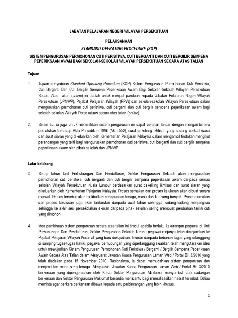 SOP Sistem Cuti | PDF