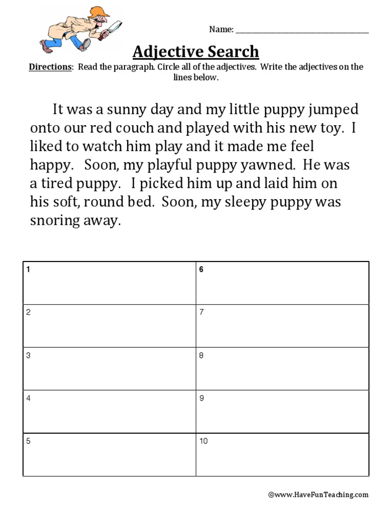 Adjective Worksheet 1 | PDF