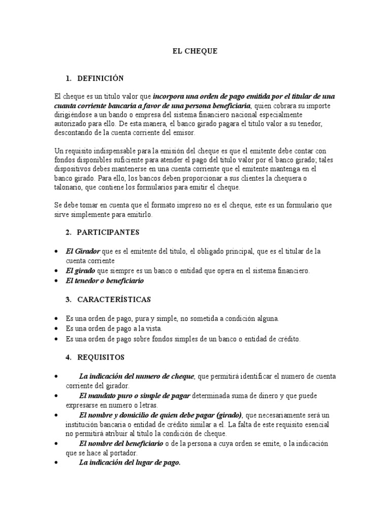 Guía Completa sobre Cheques y Tipos | PDF | Cheque | Bancos