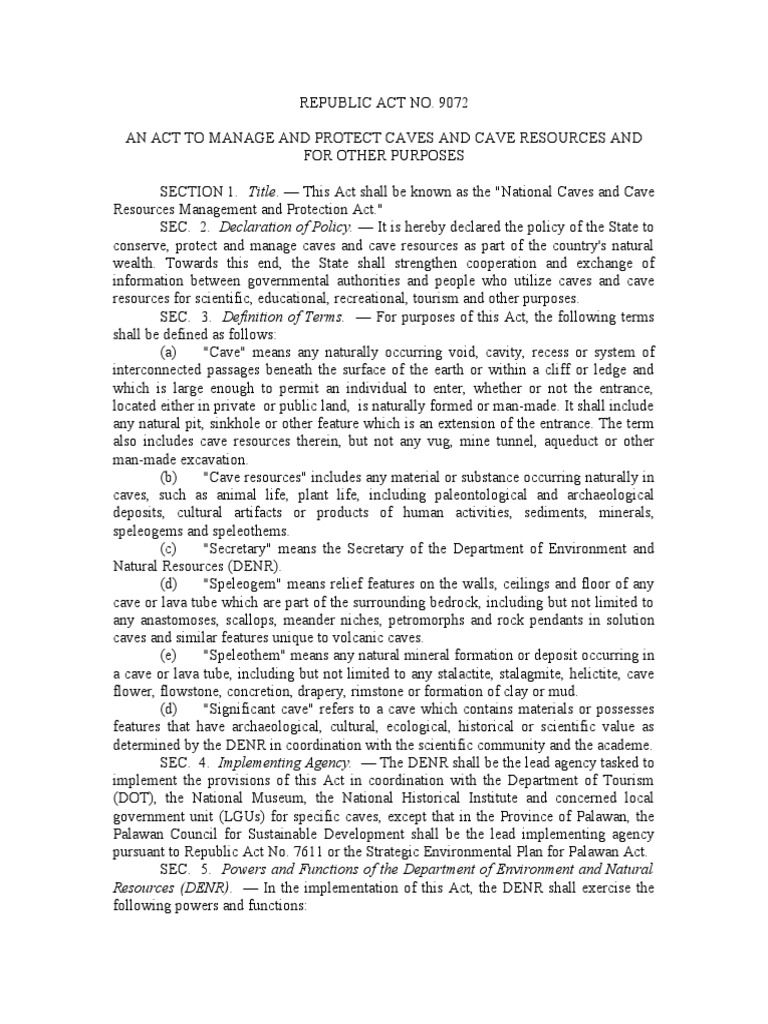 Ra 9072 | PDF | Government | Conservation