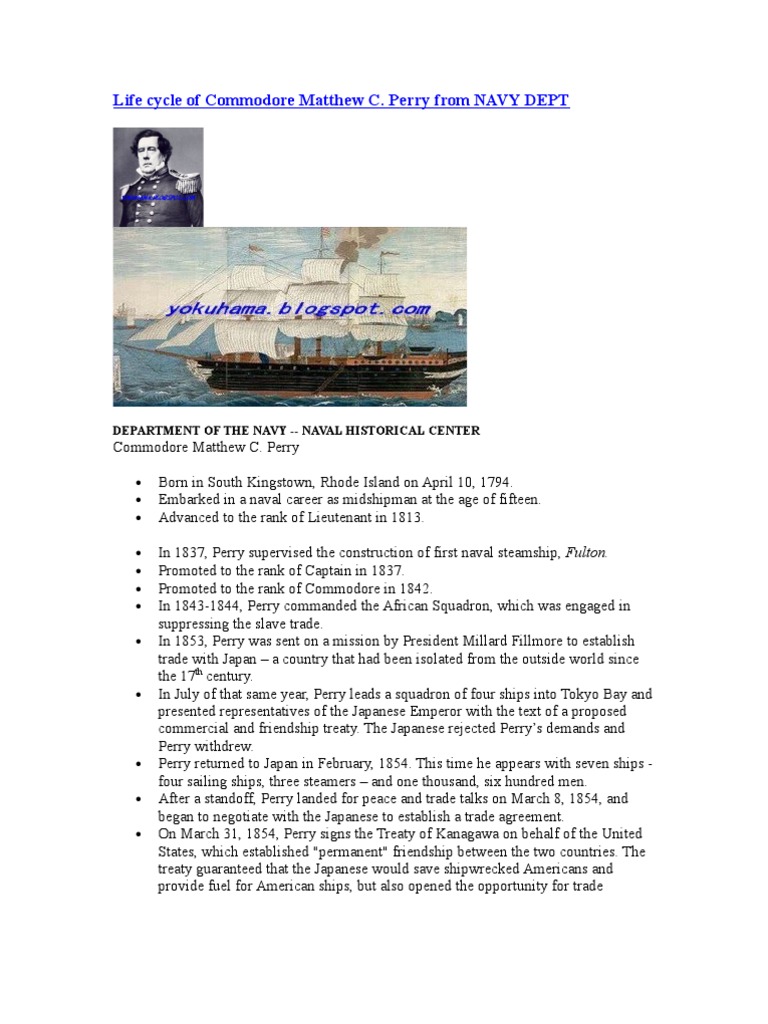 Commodore Matthew C. Perry's Life Summary | PDF