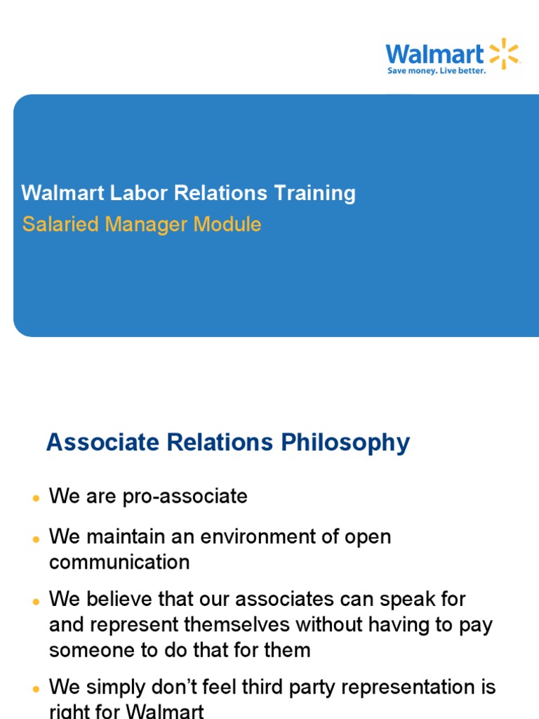 Walmart Manager Labor Relations Training | PDF | Trade Union | Walmart