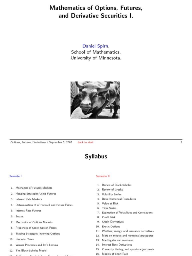 Mathematics of Options, Futures and Derivatives Securities | PDF ...