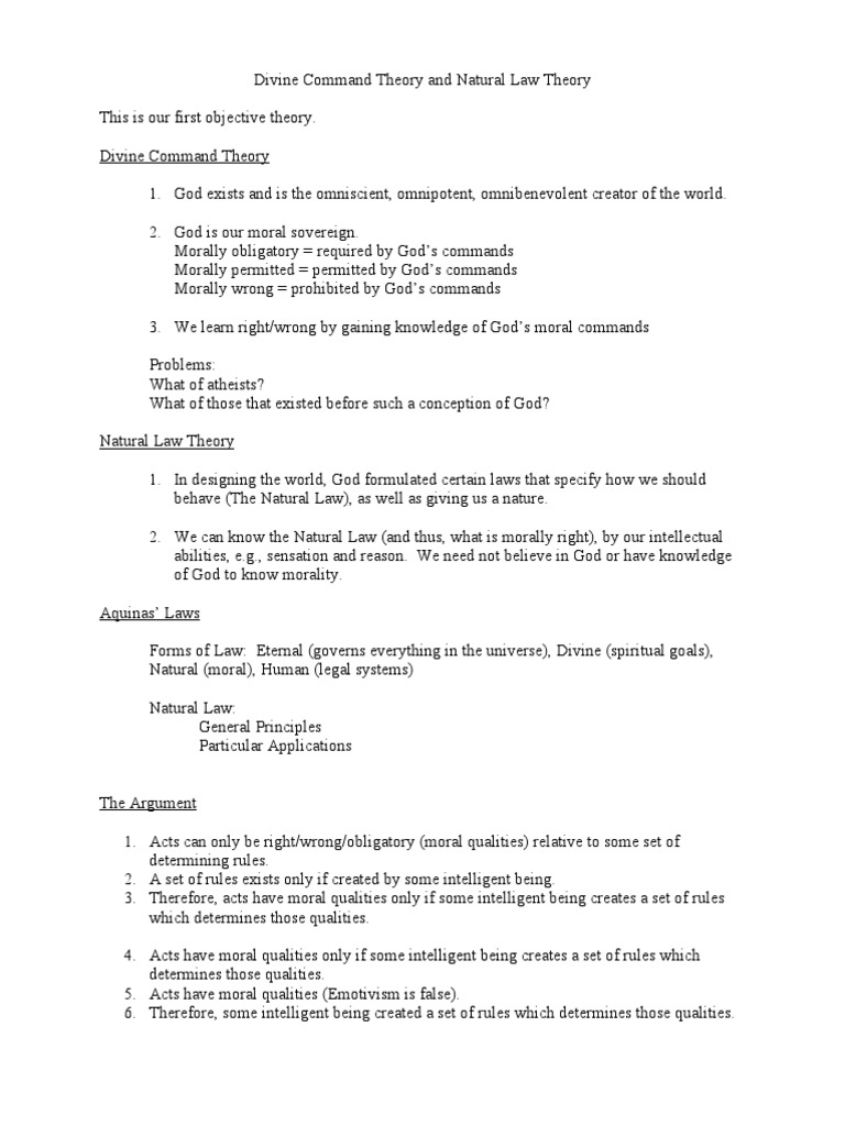 Divine Command vs. Natural Law Theory | PDF | Divine Command Theory ...