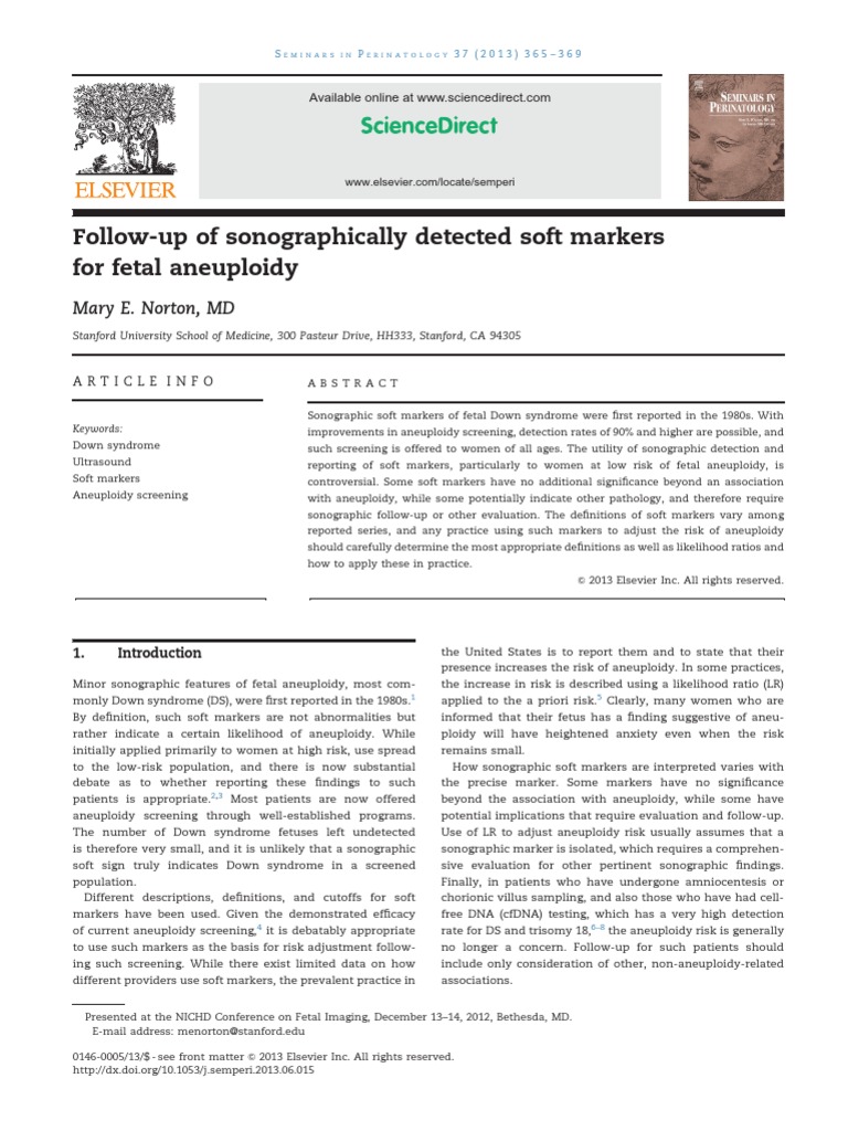 Fetal Aneuploidy: Sonographic Soft Markers | PDF | Fetus | Medical ...