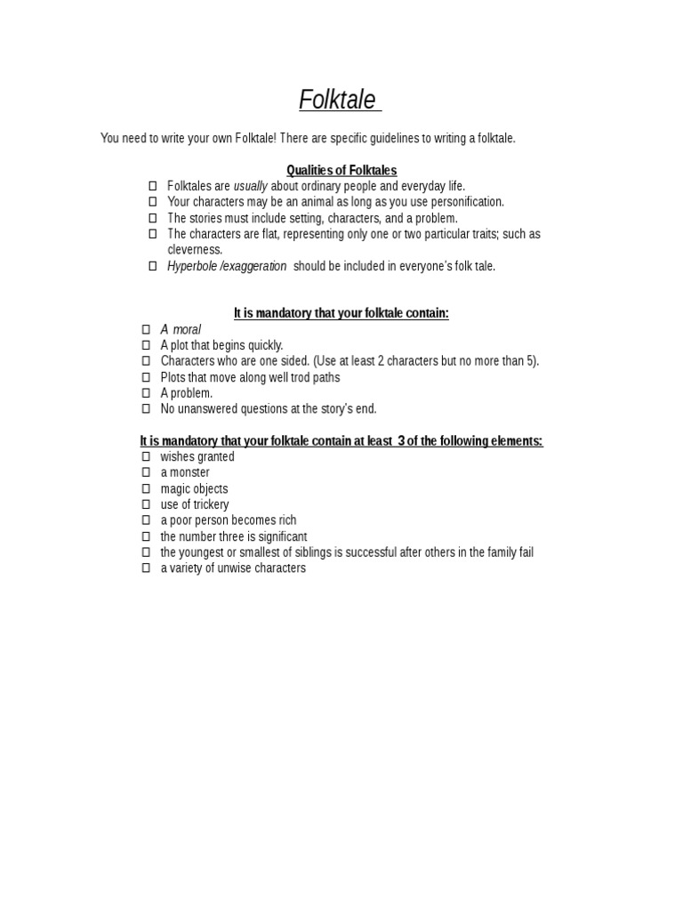 Guidelines for Writing a Folktale | PDF | General Fiction