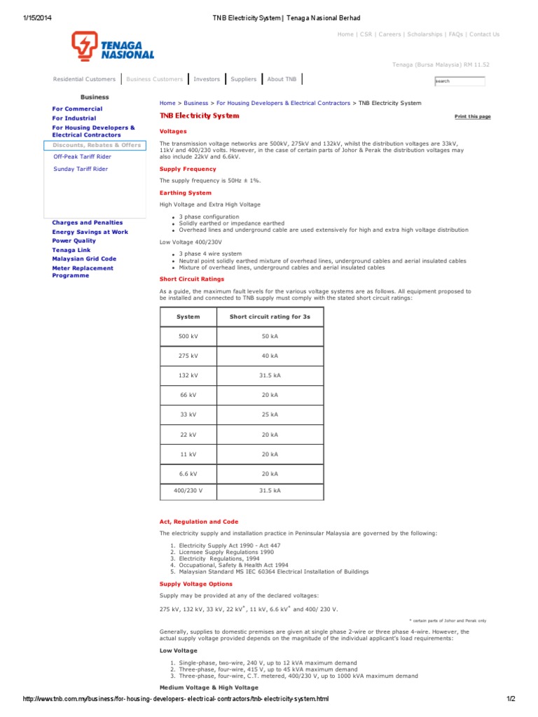 TNB Electricity System - Tenaga Nasional Berhad | PDF | Electric Power ...