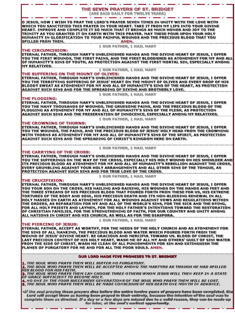 The Seven Prayers of St. Bridget 12 Years | PDF | Entertainment (General)