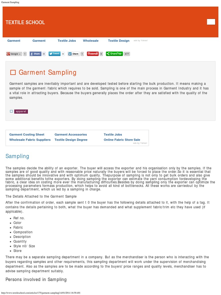 Garment Sampling | PDF | Textiles | Clothing