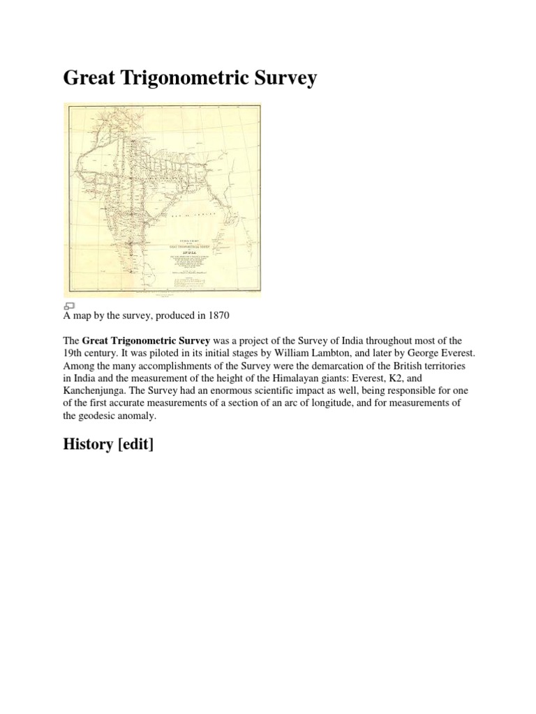 Great Trigonometric Survey | PDF | Geophysics | Geomatics
