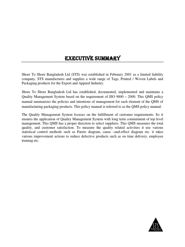 STS Quality Manual Summary | PDF | Quality Management System | Auditor ...