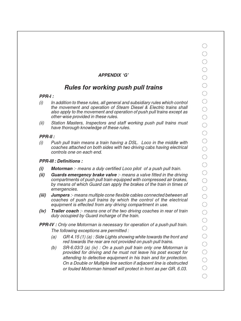 Rules for Push Pull Train Operations | PDF | Conductor (Rail) | Train
