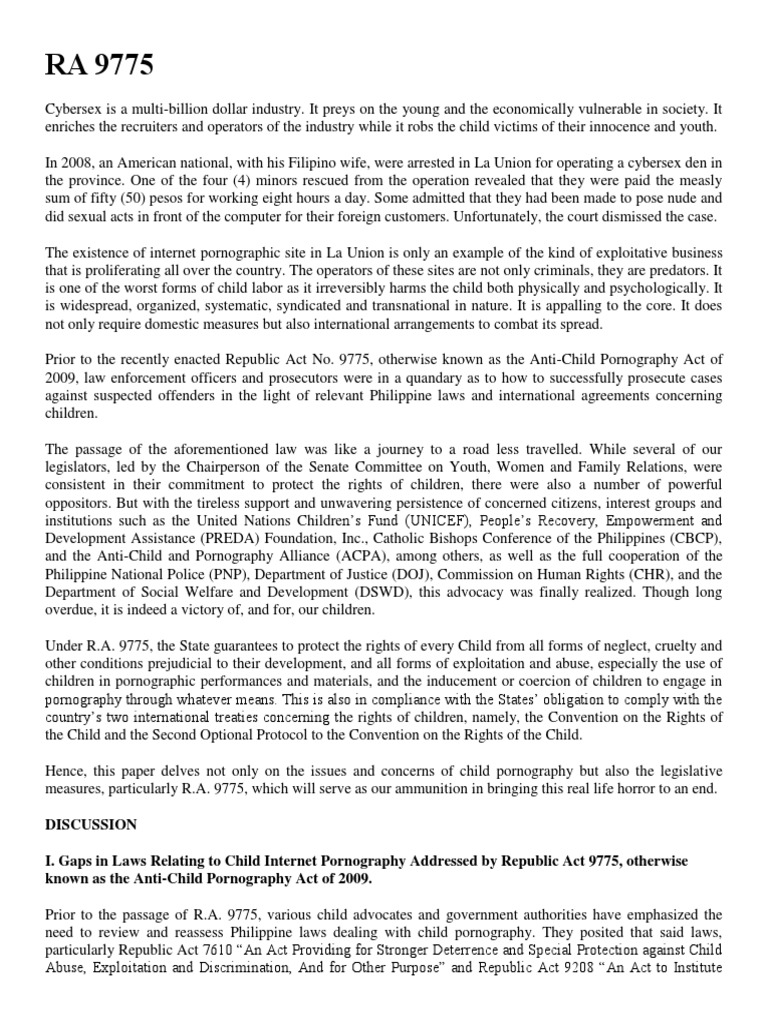 Discussion I. Gaps in Laws Relating To Child Internet Pornography ...