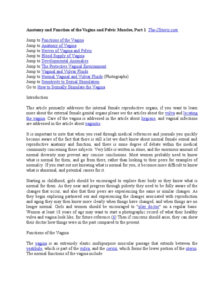 Anatomy and Function of The Vagina and Pelvic Muscles | PDF | Vagina ...