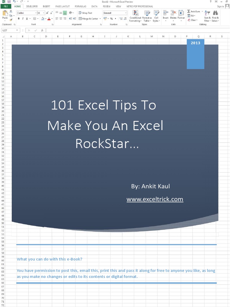 101 Excel Tips To Make You An Excel RockStar | PDF | Microsoft Excel ...