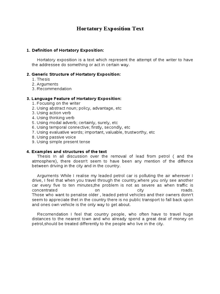 Hortatory Exposition Text