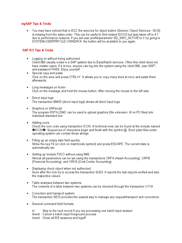 MySAP Tips | PDF | Cache (Computing) | File System