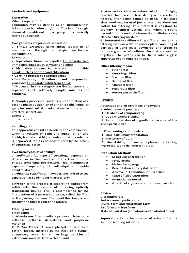 Methods and Equipment | PDF | Filtration | Mill (Grinding)