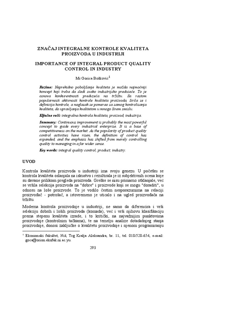 Kontrola Kvaliteta | PDF