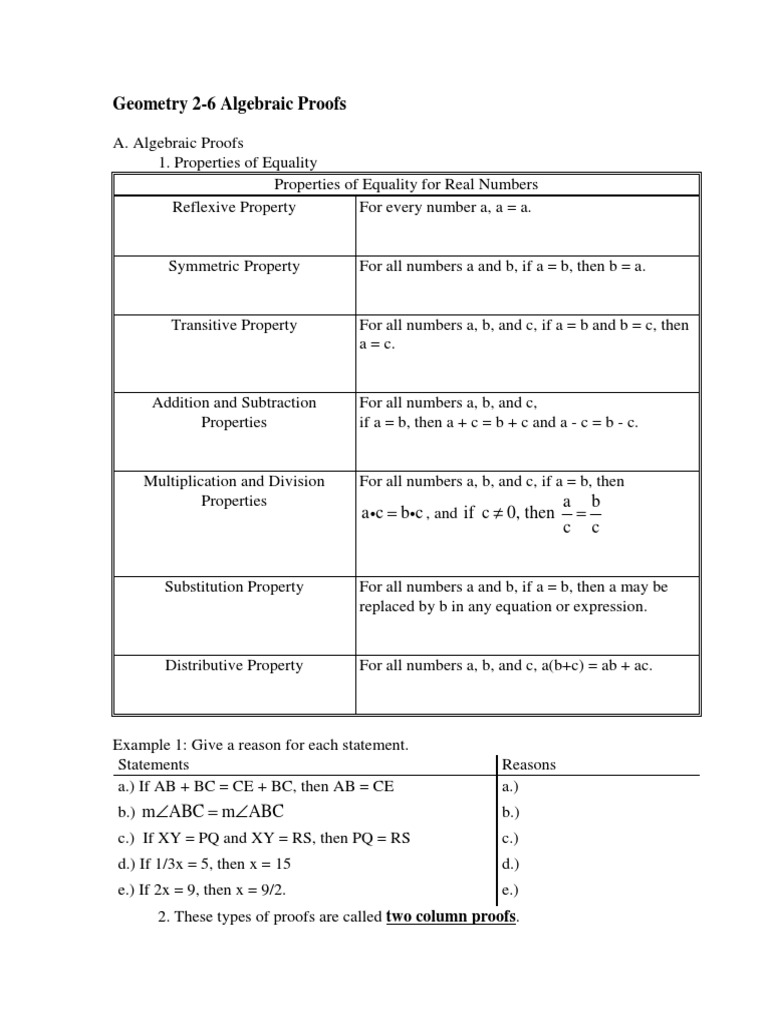 Algebraic and Geometric Proofs Overview | PDF