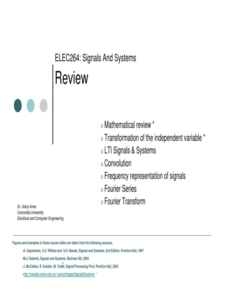 Elec 264 Review | PDF | Convolution | Phase (Waves)
