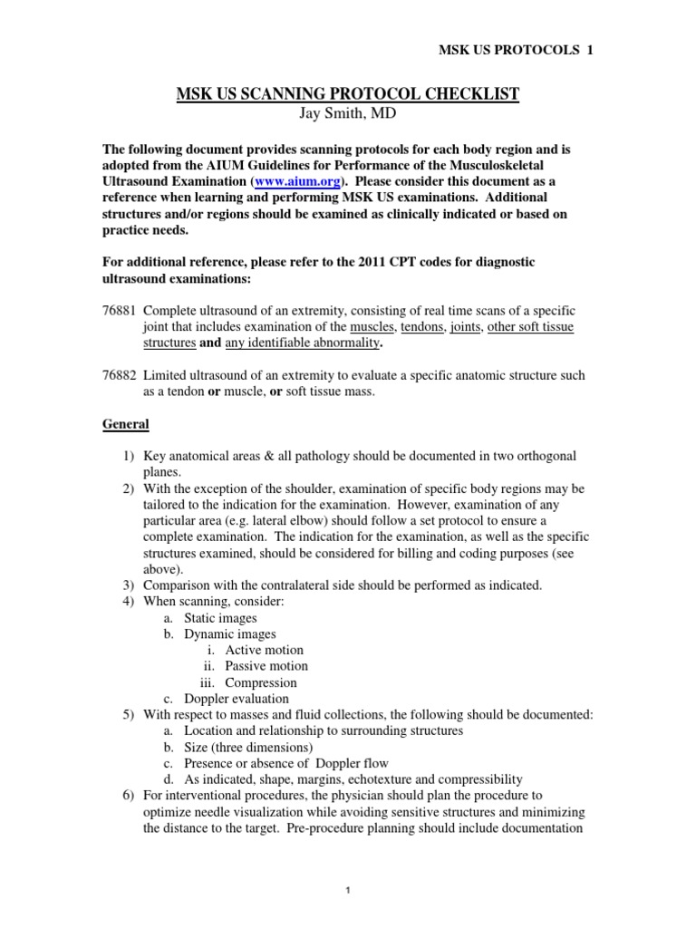 MSK Us Protocols | PDF | Knee | Foot