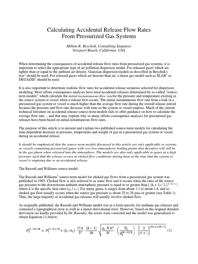 Comparing Models for Calculating Time-Dependent Pressure, Temperature ...