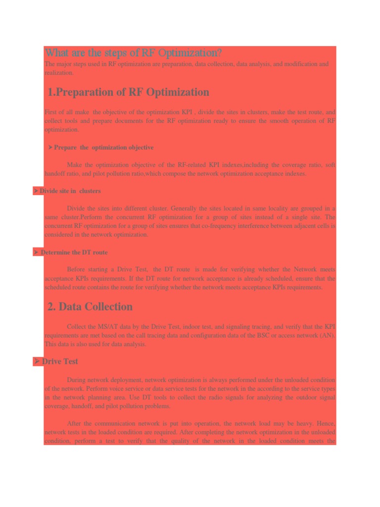 What Are The Steps of RF Optimization? | PDF | Antenna (Radio ...