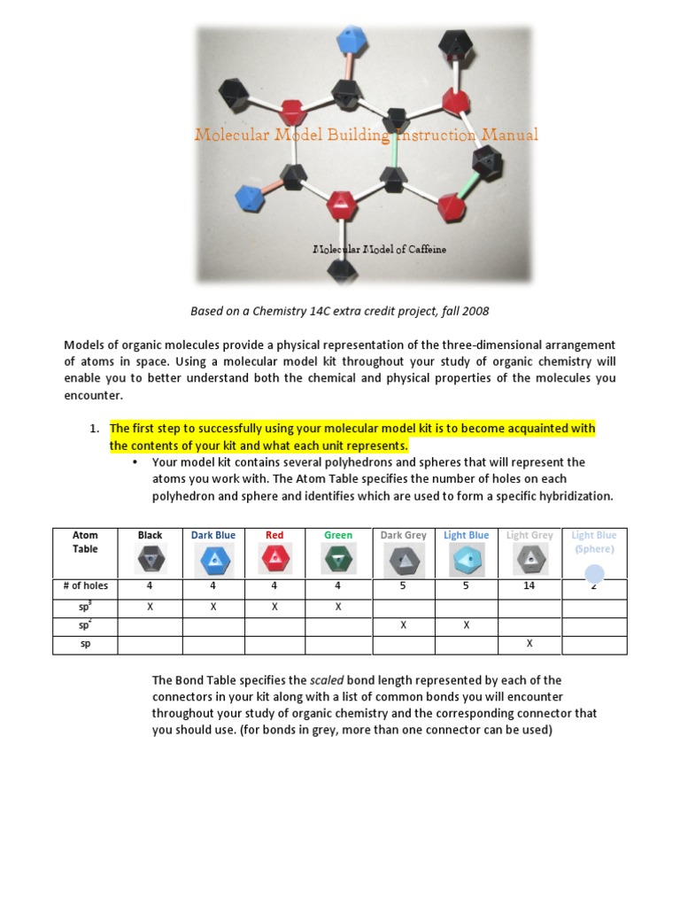 Molecular Model Building Instruction Manual: Based On A Chemistry 14C ...