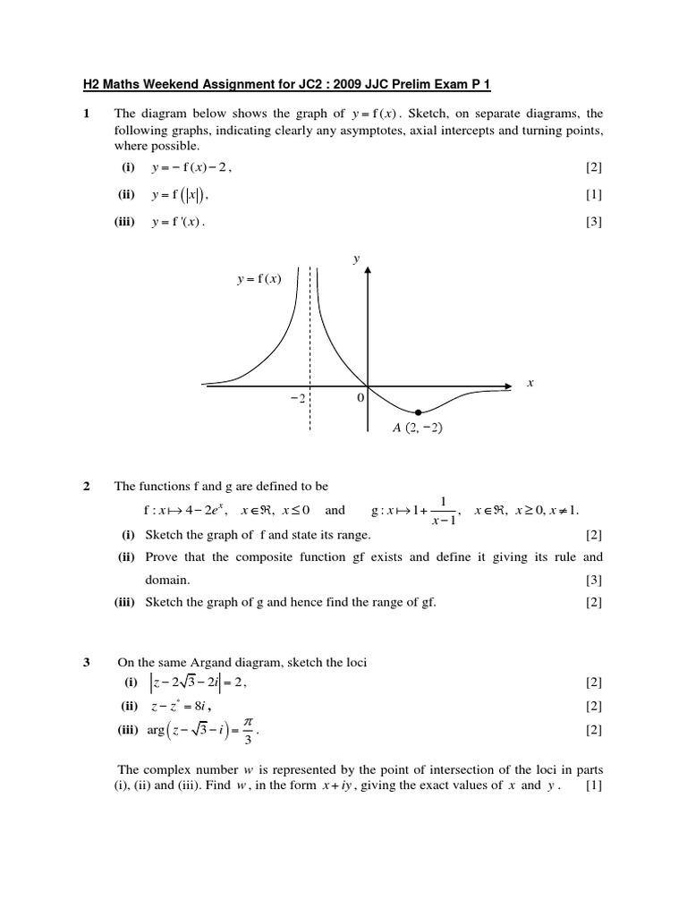 H2 Maths Weekend Assignment For JC2: 2009 JJC Prelim Exam P 1 | PDF | Plane (Geometry) | Equations