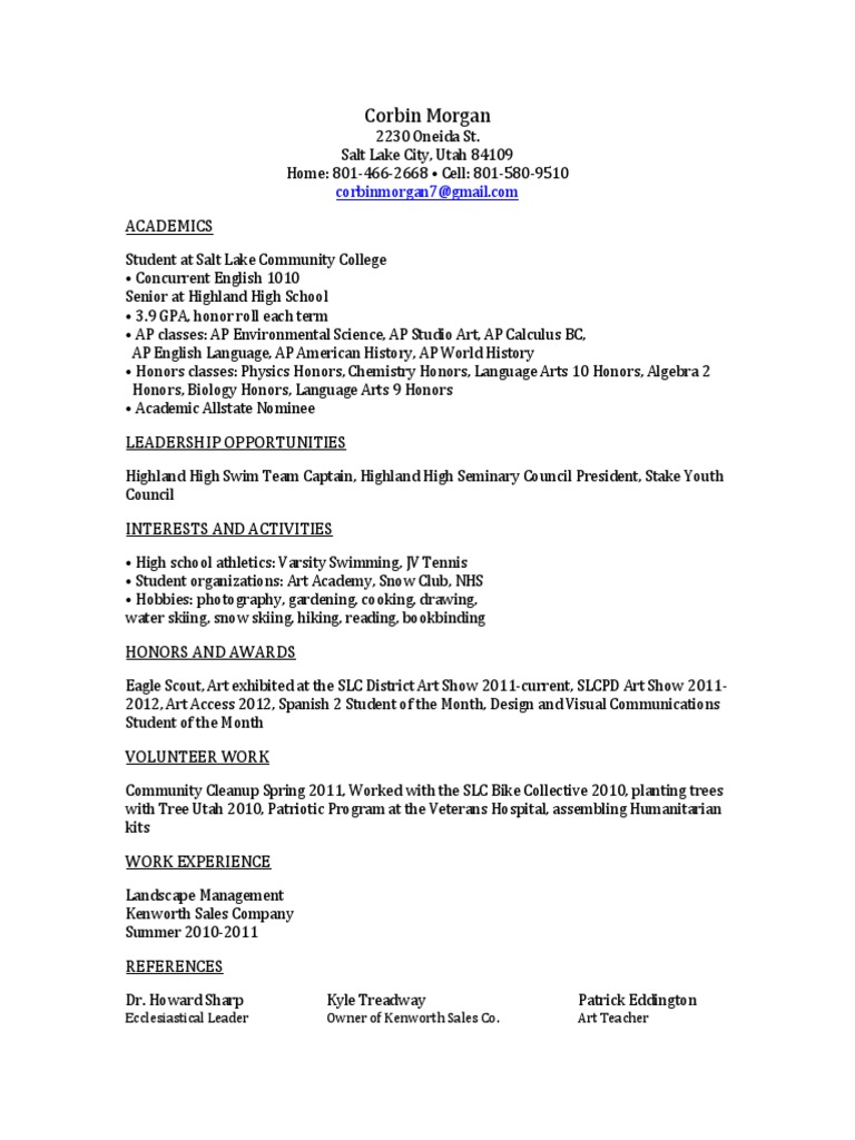 Corbin Morgan: Academics | PDF