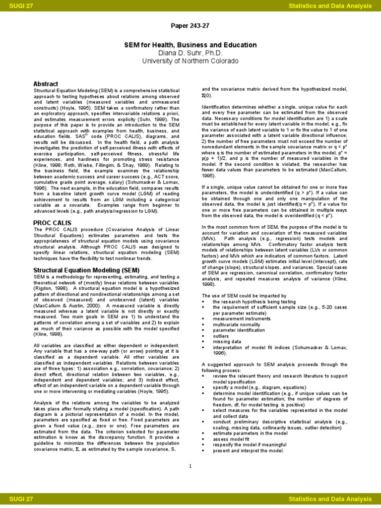 Structural Equation Modeling | PDF | Structural Equation Modeling ...