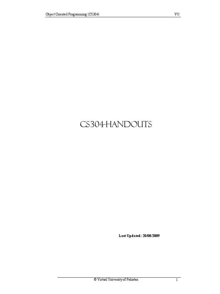 Object Oriented Programming - CS304 Handouts | PDF Object Oriented Programming - CS304 Handouts | PDF
